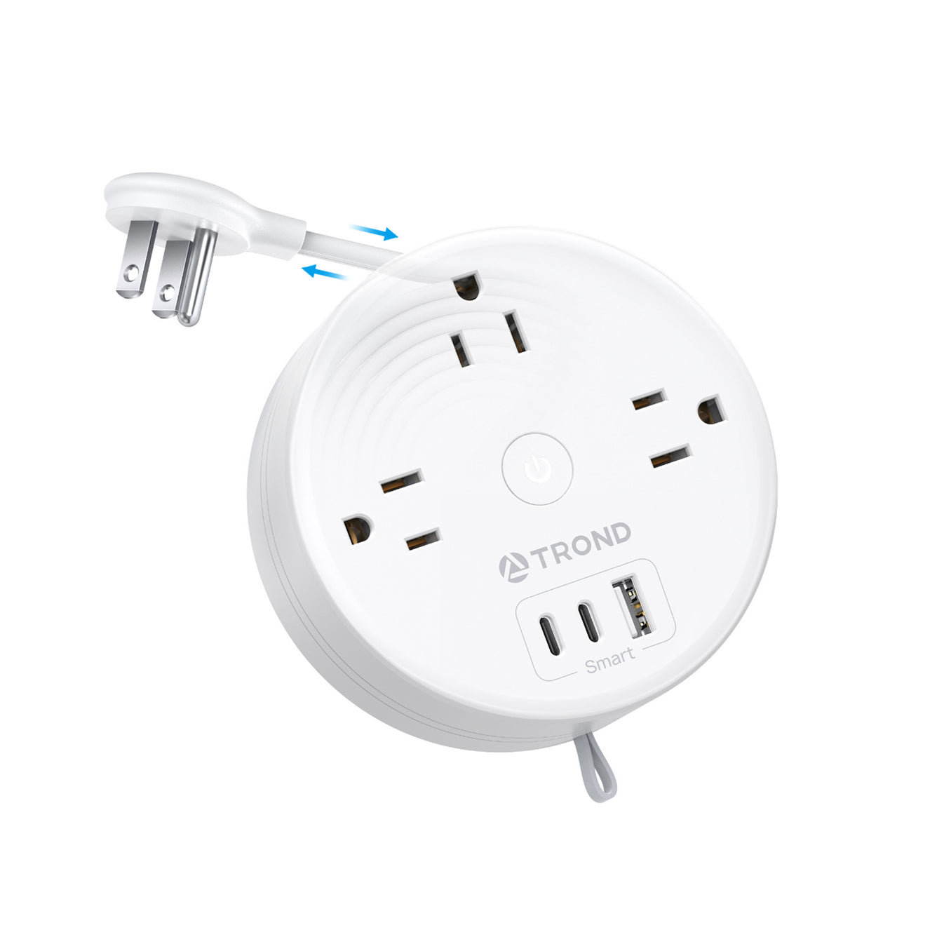 Travel Power Strip - TROND Retractable Power Strip with 3 AC Outlets 3