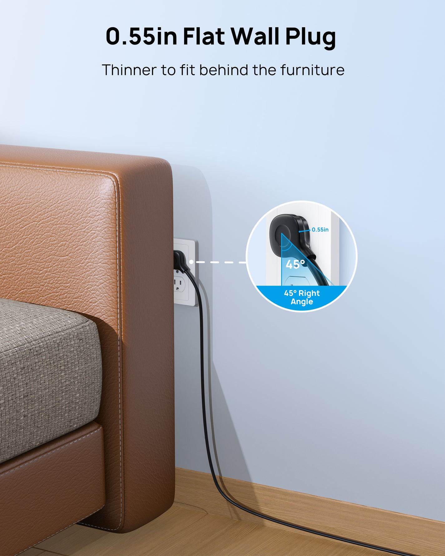 Surge Protector Power Strip, 4000J, ETL Listed, TROND 5 FT Flat Plug E