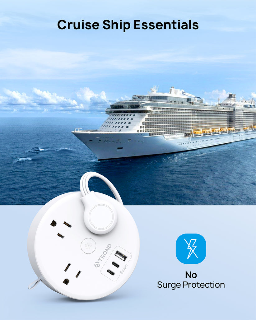 Travel Power Strip - TROND Retractable Power Strip with 3 AC Outlets 3