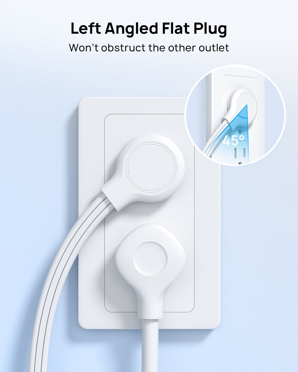 Flat Extension Cord, Left Angled Flat Plug Power Strip – TROND