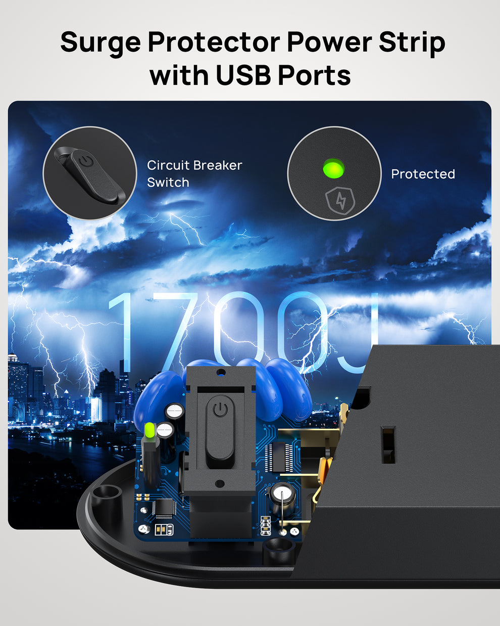 Desk Clamp Power Strip USB C PD 20W- Surge Protector – TROND